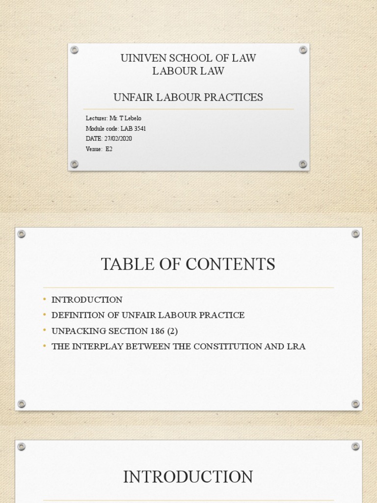 Understanding Unfair Labour Practices | PDF | Employment | Unfair Labor ...