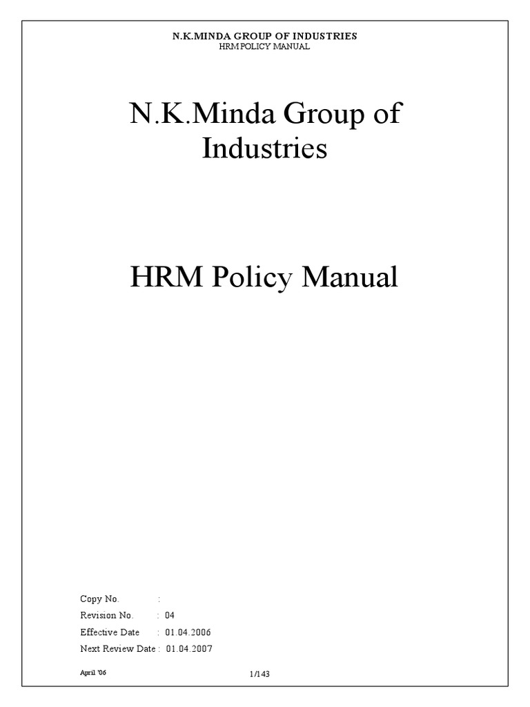 HR POLICY Manual Sample | PDF | Human Resource Management | Employment
