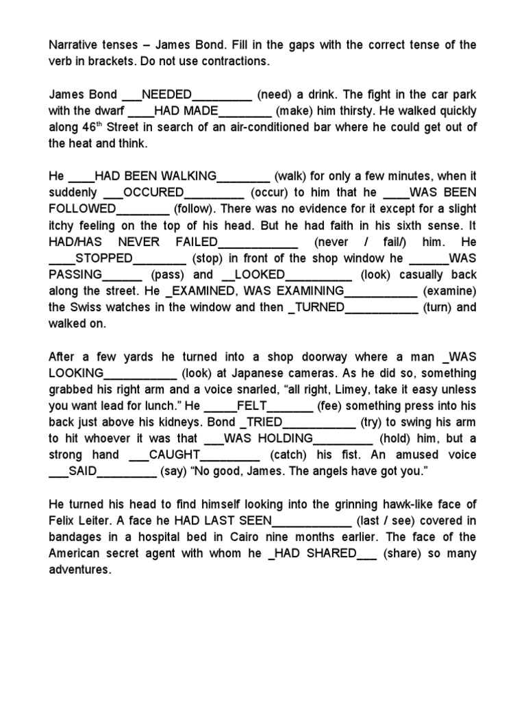 Narrative Tenses James Bond | PDF