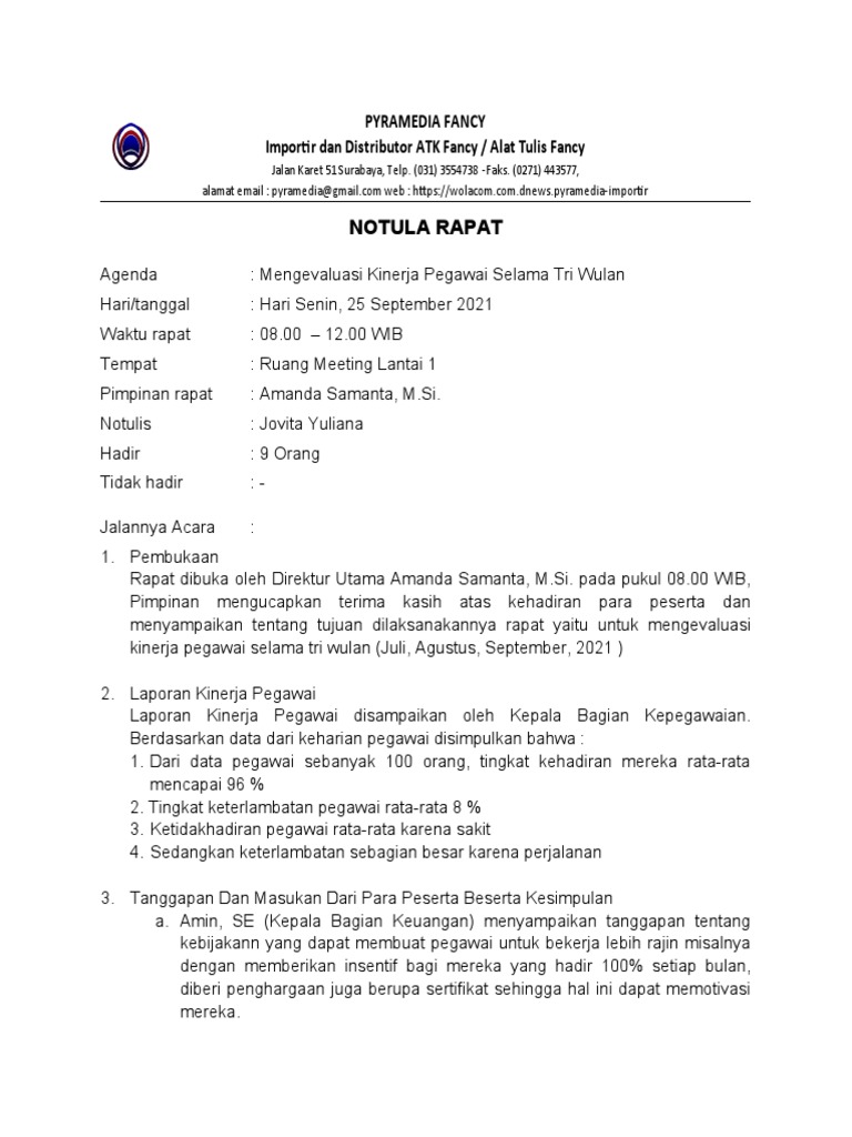 Notula Rapat Pdf