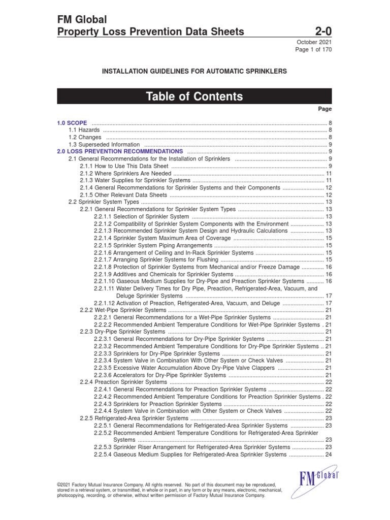 FM Global Property Loss Prevention Data Sheets: Installation Guidelines ...