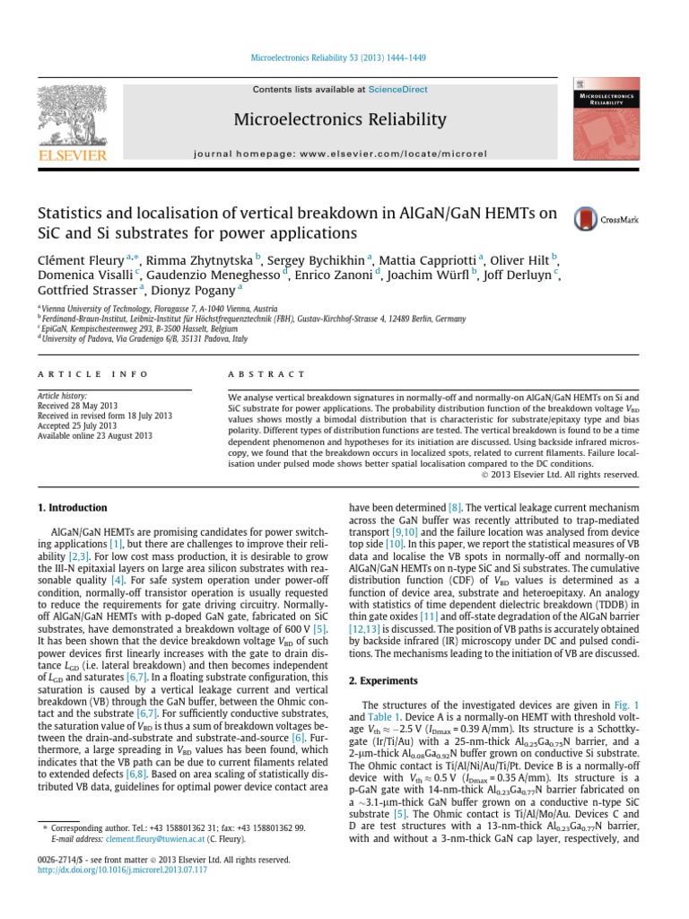 Microelectronics Reliability: Sciencedirect | PDF | Field Effect ...
