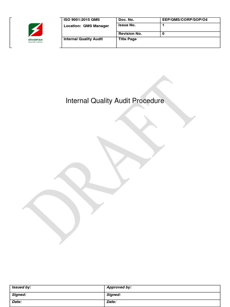 Internal Audit - SOP | PDF | Audit | Quality Management System