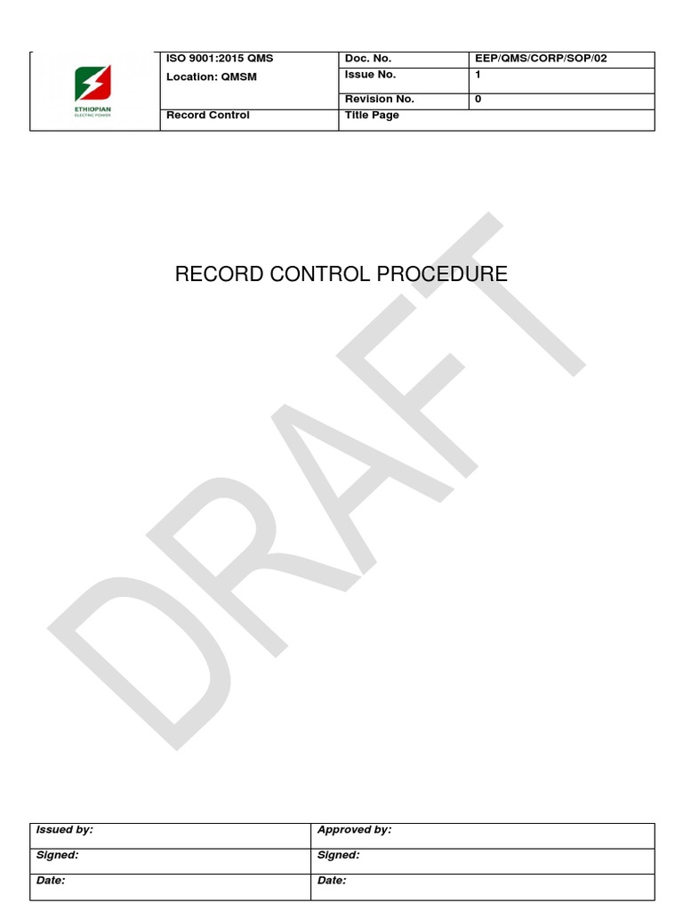 Record Control Procedure | PDF | Quality Management System | Iso 9000