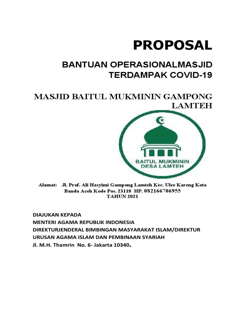 Contoh Proposal Dana Bop Masjid | PDF