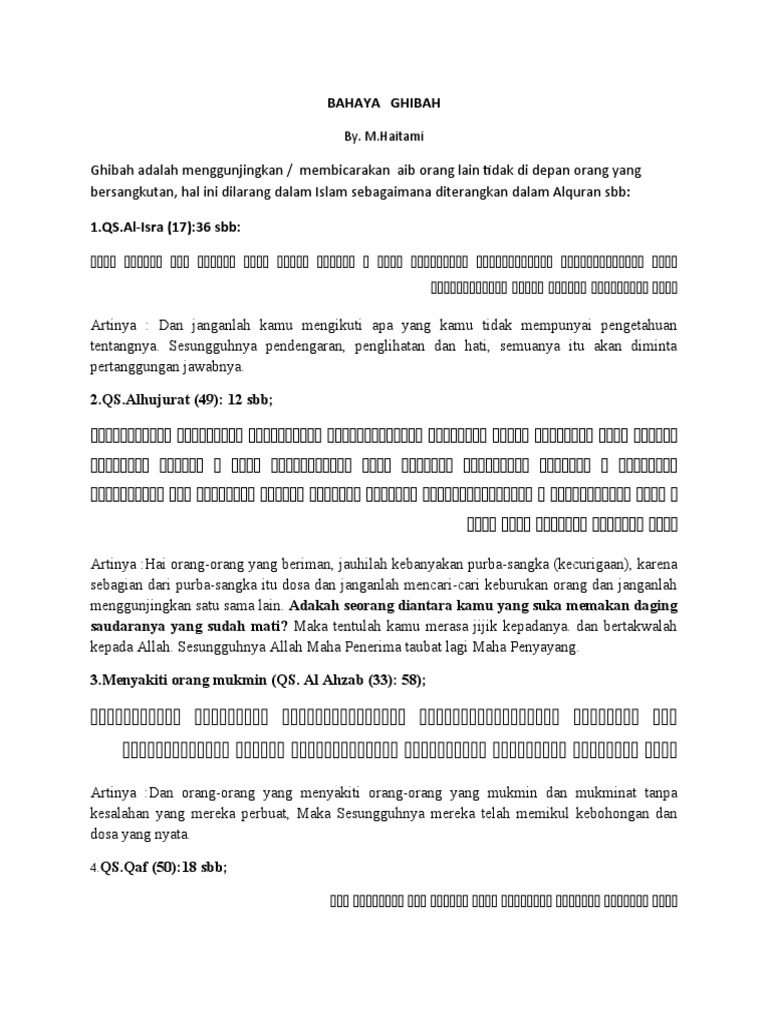 Bahaya Ghibah | PDF
