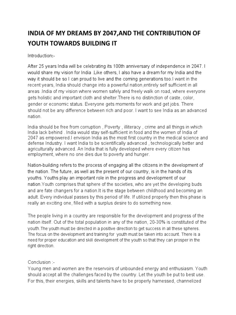 Vision for India 2047: Youth's Role | PDF | Poverty | Poverty ...