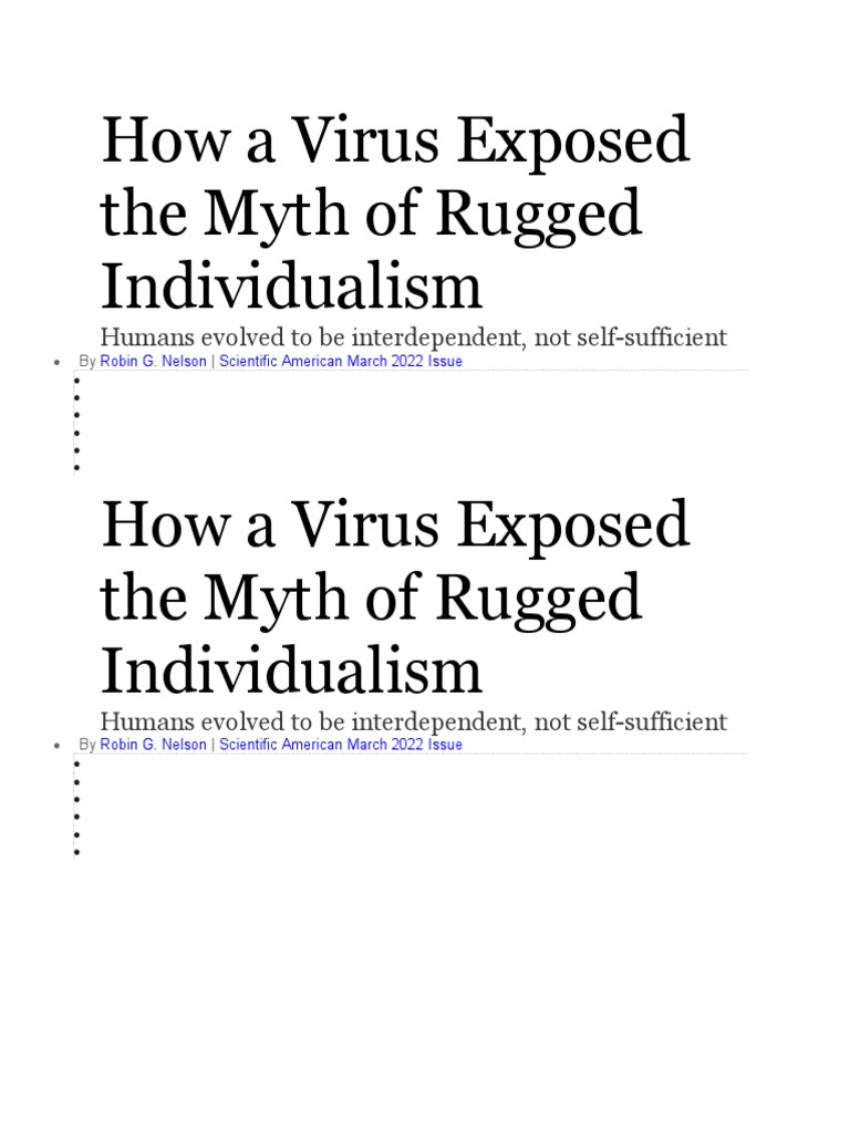 How A Virus Exposed The Myth of Rugged Individualism | PDF