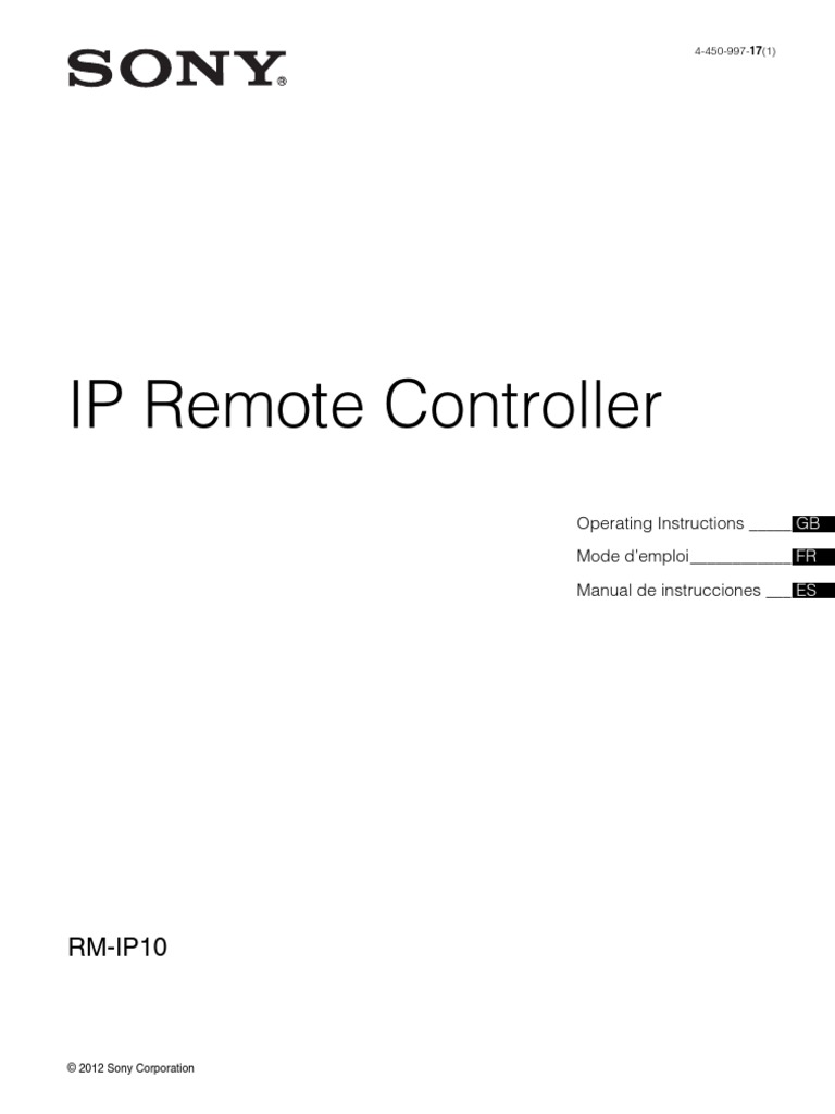 SON RM IP10 - Userguide | PDF | Exposure (Photography) | Power Supply