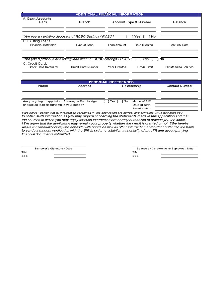 RSB Application Form - New 04242013 2nd Page | PDF