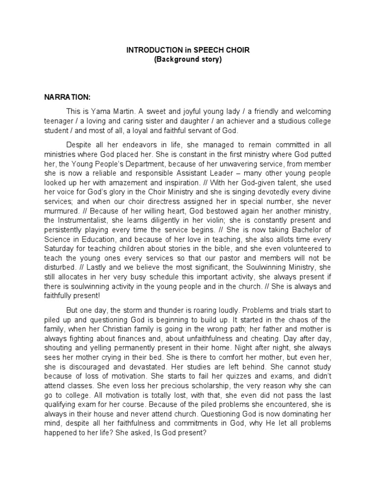 INTRODUCTION in SPEECH CHOIR | PDF