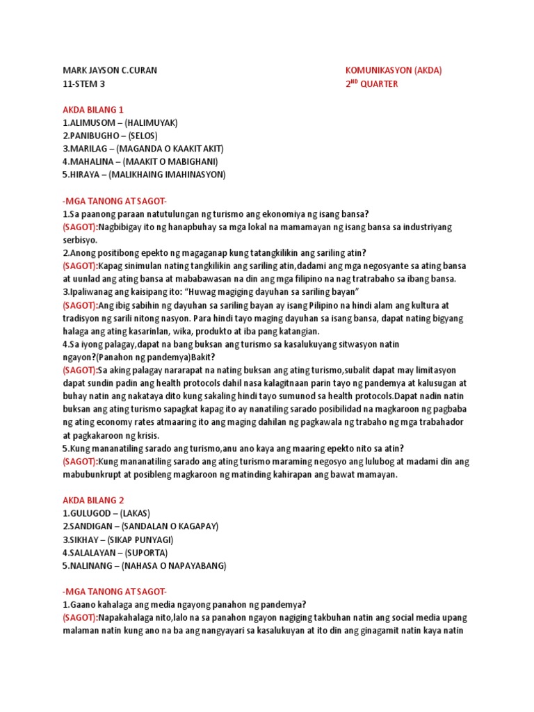 Akda (2nd Quarter) | PDF