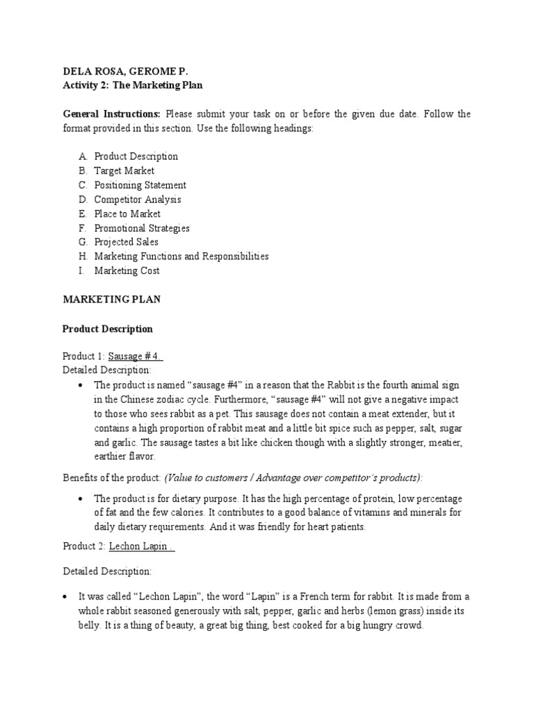 Marketing Plan for Rabbit Meat Products | PDF