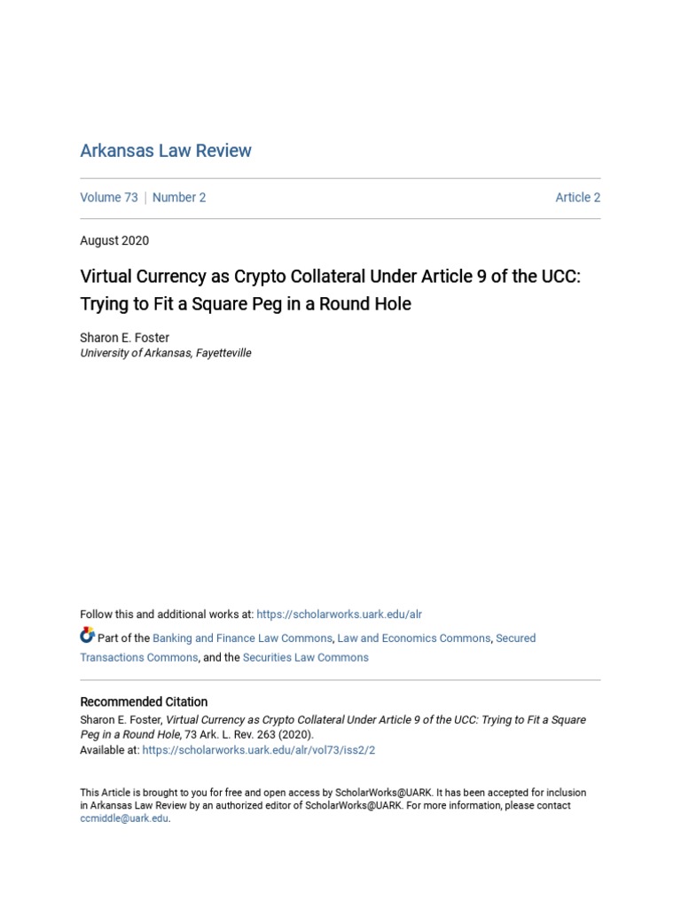 Virtual Currency As Crypto Collateral Under Article 9 of The UCC | PDF | Uniform Commercial Code ...