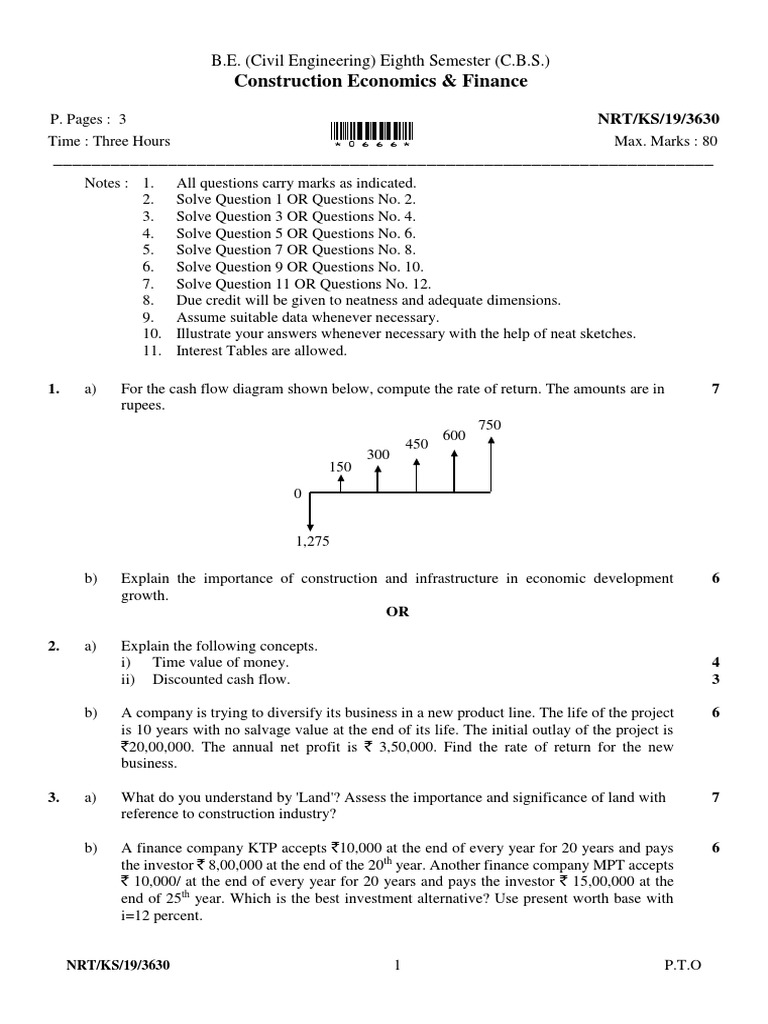 Construction Economics & Finance: B.E. (Civil Engineering) Eighth ...