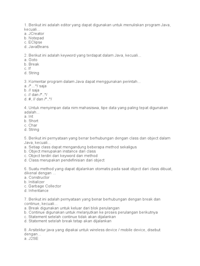 Soal Latihan Java | PDF