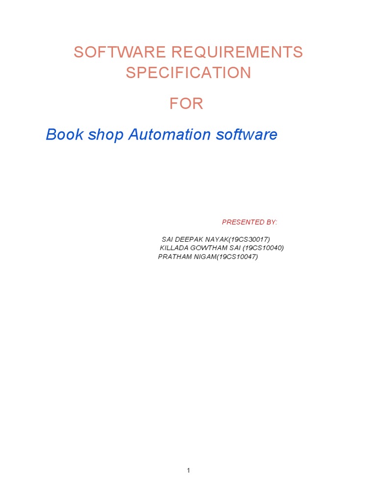 Software Requirements Specification FOR: Book Shop Automation Software | PDF | Databases | Software