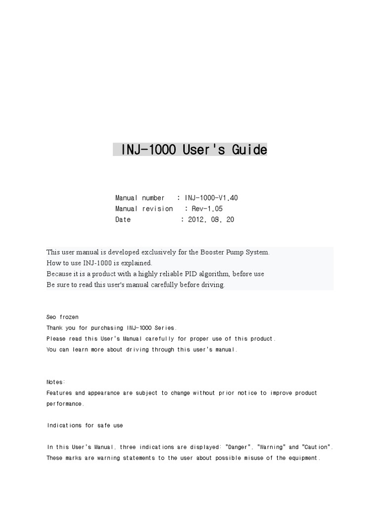 INJ-1000 User's Guide: Manual Number: INJ-1000-V1.40 Manual Revision ...