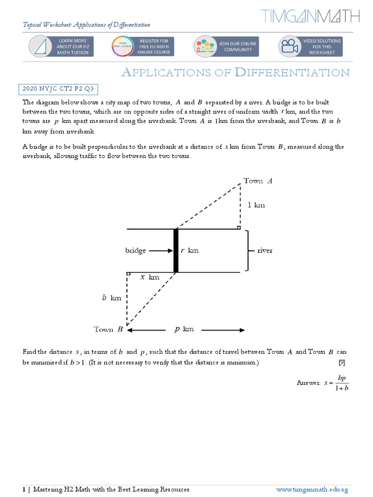 H2 Math Topical Worksheet (Applications of Differentiation) | PDF