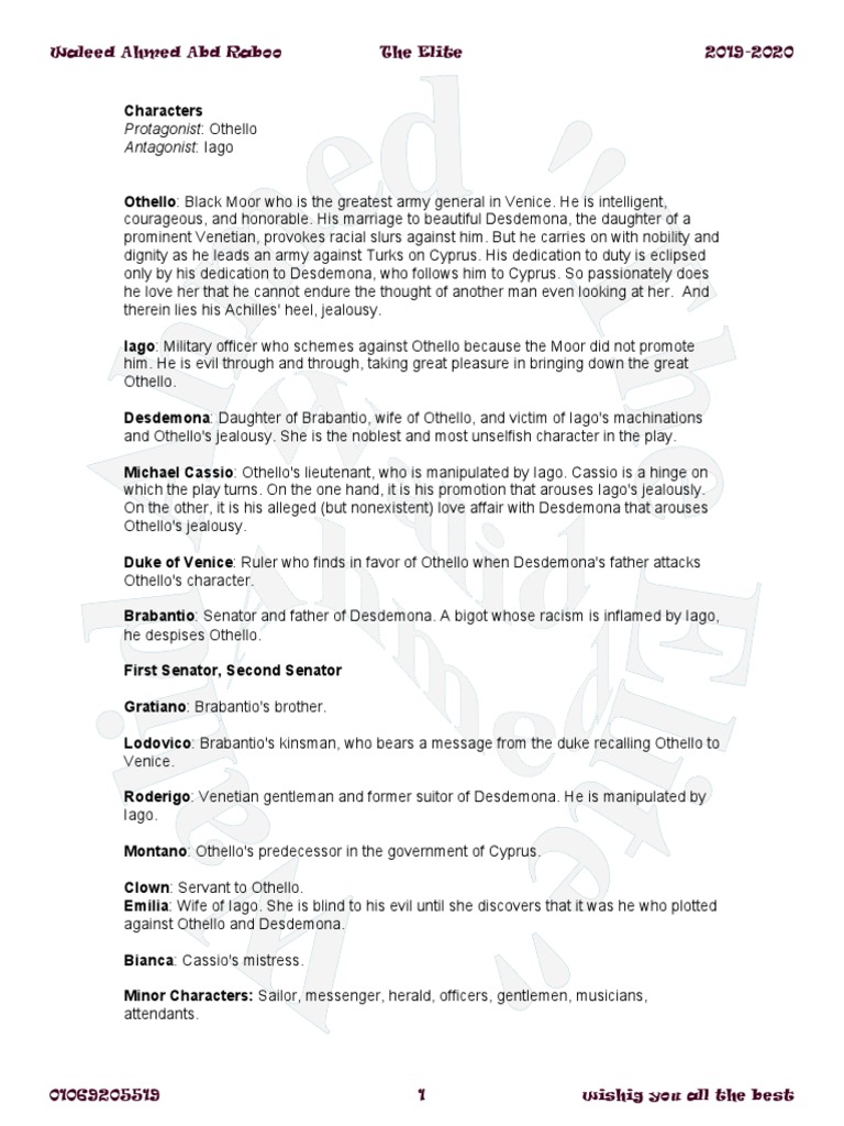 Othello: Character Dynamics and Conflict | PDF | Othello | Iago