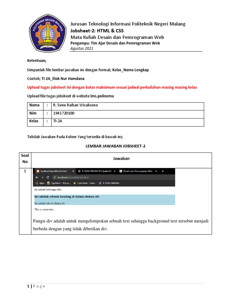Jobsheet 2 | PDF | Seni | Komputer