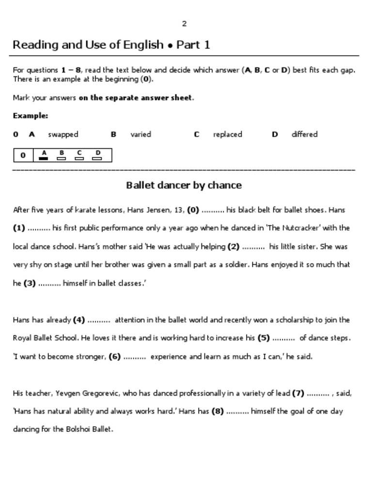B2 - Test 1 - Reading & Use of English | PDF | Tests | University Of ...