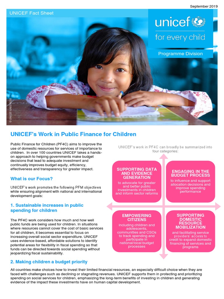UNICEF's Work in Public Finance For Children | PDF | Public Finance ...