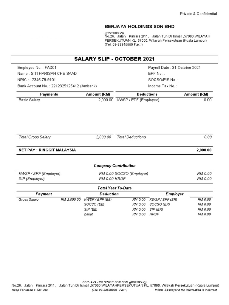 Sample Salary Slip | PDF