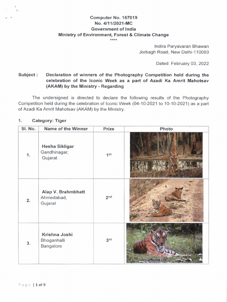 Photography Competition Winners Declared | PDF | Gujarat