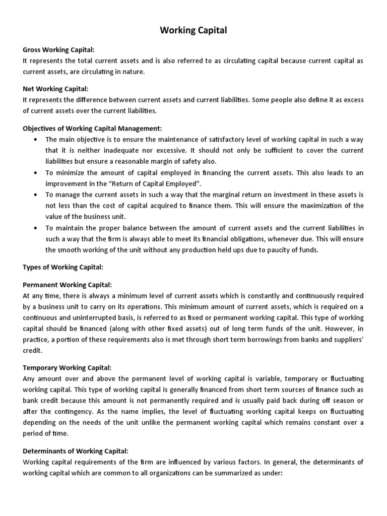 Working Capital | PDF | Working Capital | Finance & Money Management