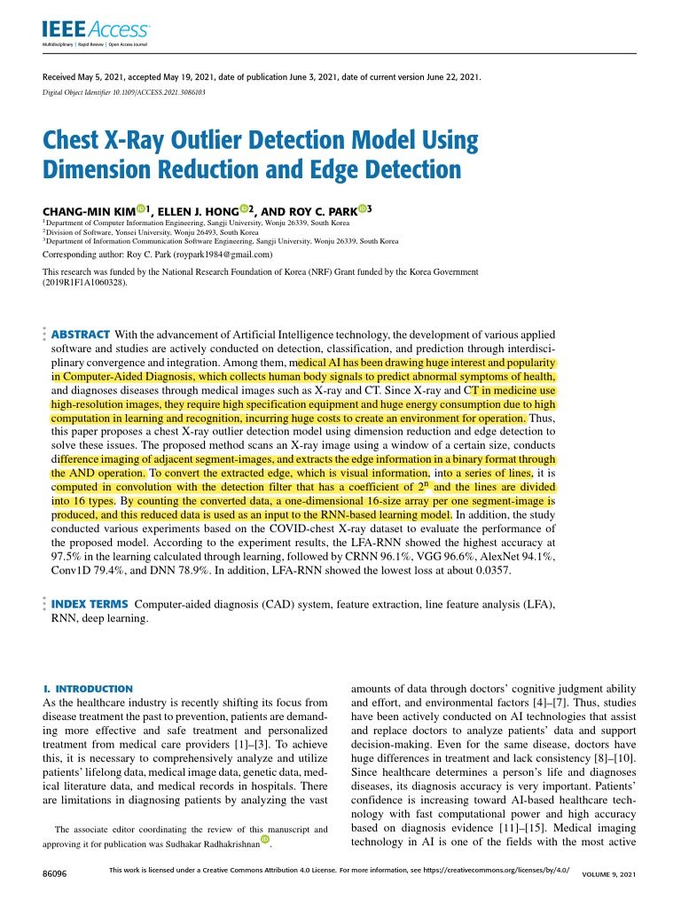 Chest X-Ray Outlier Detection Using Dimension Reduction and Edge Detection | PDF | Principal ...
