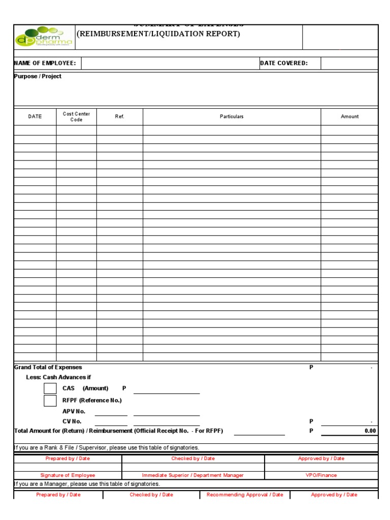 FM-FIN-002 Summary of Expenses (Reimbursement-Liquidation Report) Rev ...