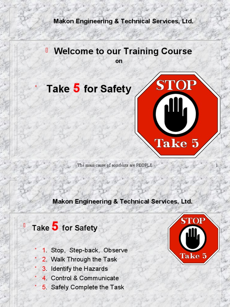 Take 5 For Safety (Autosaved) | PDF | Technology & Engineering