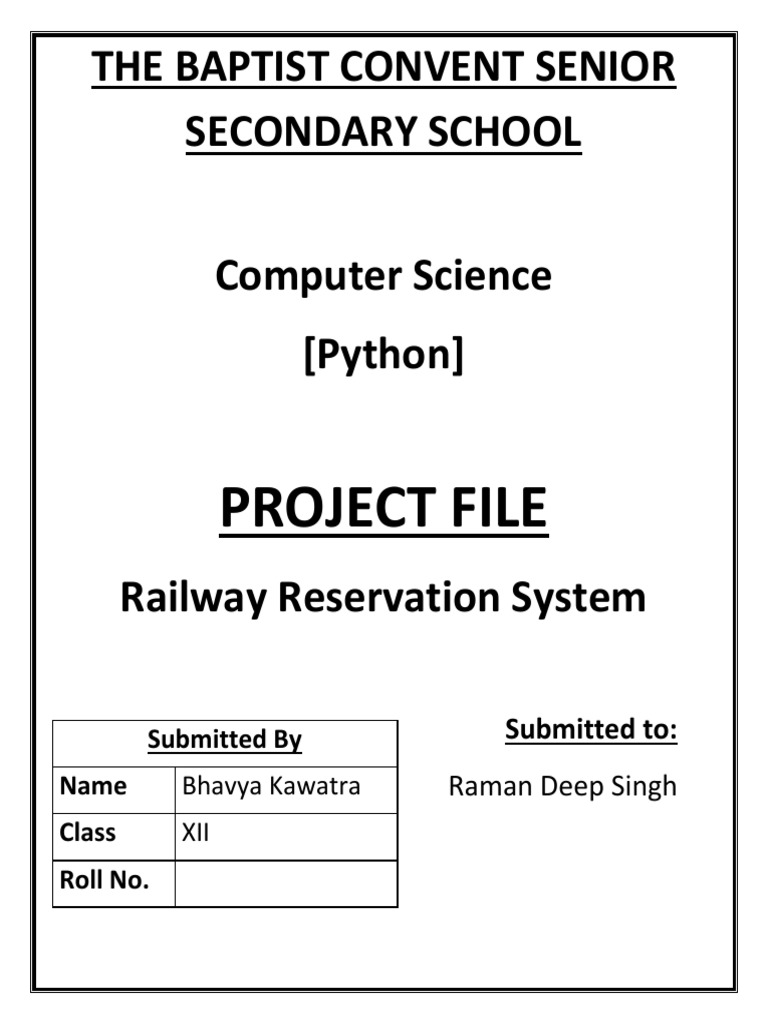 The Baptist Convent Senior Secondary School: Project File | PDF ...