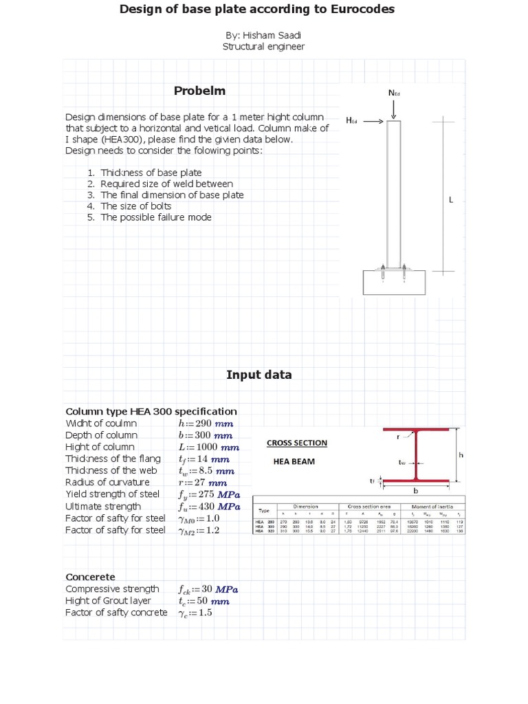 Eurocode Base Plate Design Guide | PDF | Strength Of Materials | Column