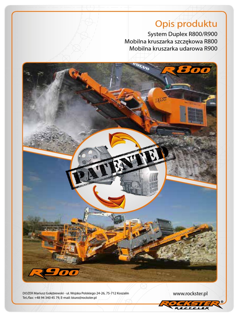 Opis Produktu: System Duplex R800/R900 Mobilna Kruszarka Szczękowa R800 ...