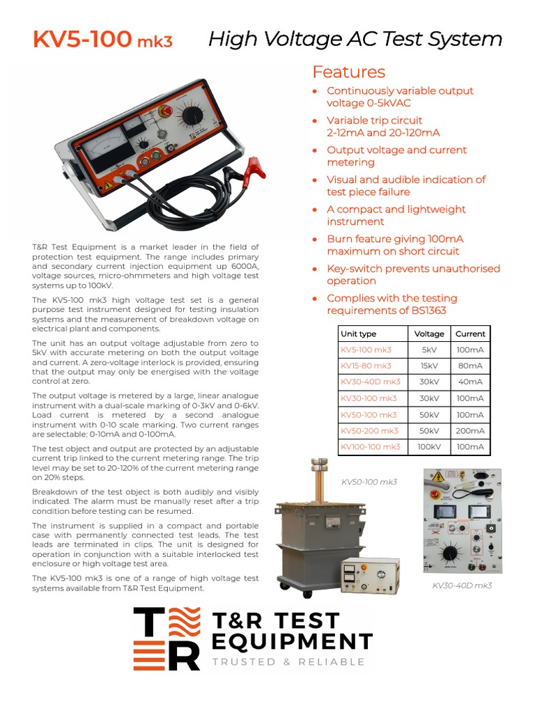 High Voltage AC Test System: Features | PDF | Fuse (Electrical) | High ...