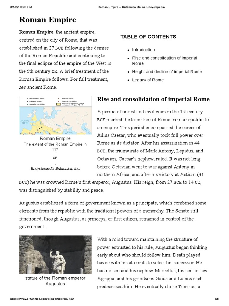 Roman Empire History Overview | PDF | Constantine The Great | Ancient Rome