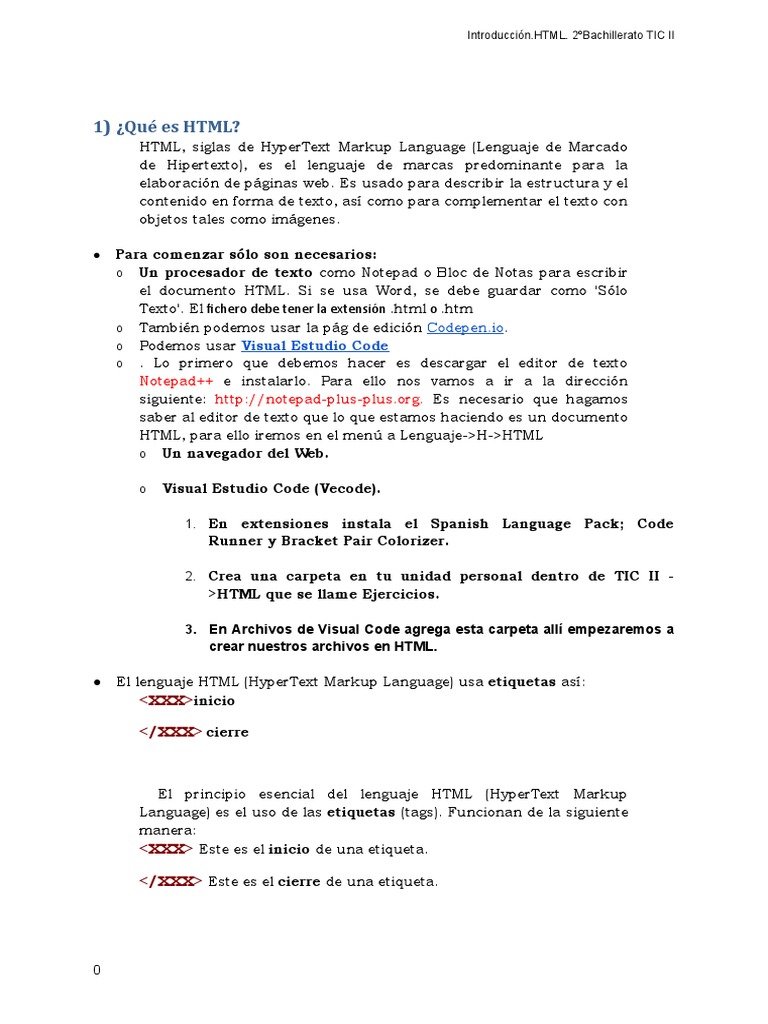 01 ¿Qué Es HTML | PDF | HTML | Lenguaje de marcado