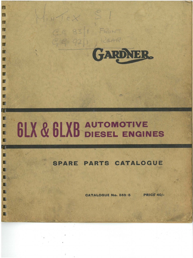 Manual Gardner 6LX 6LXB Engine Spare Parts | PDF