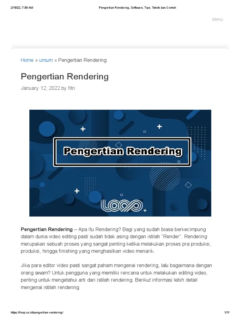 Pengertian Rendering, Software, Tipe, Teknik Dan Contoh | PDF