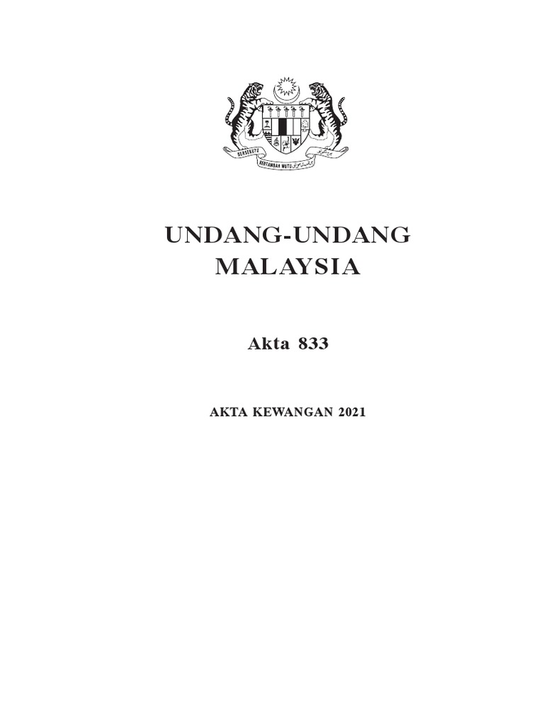Finance Act 2021 (Akta 833 Bajet 2022) | PDF
