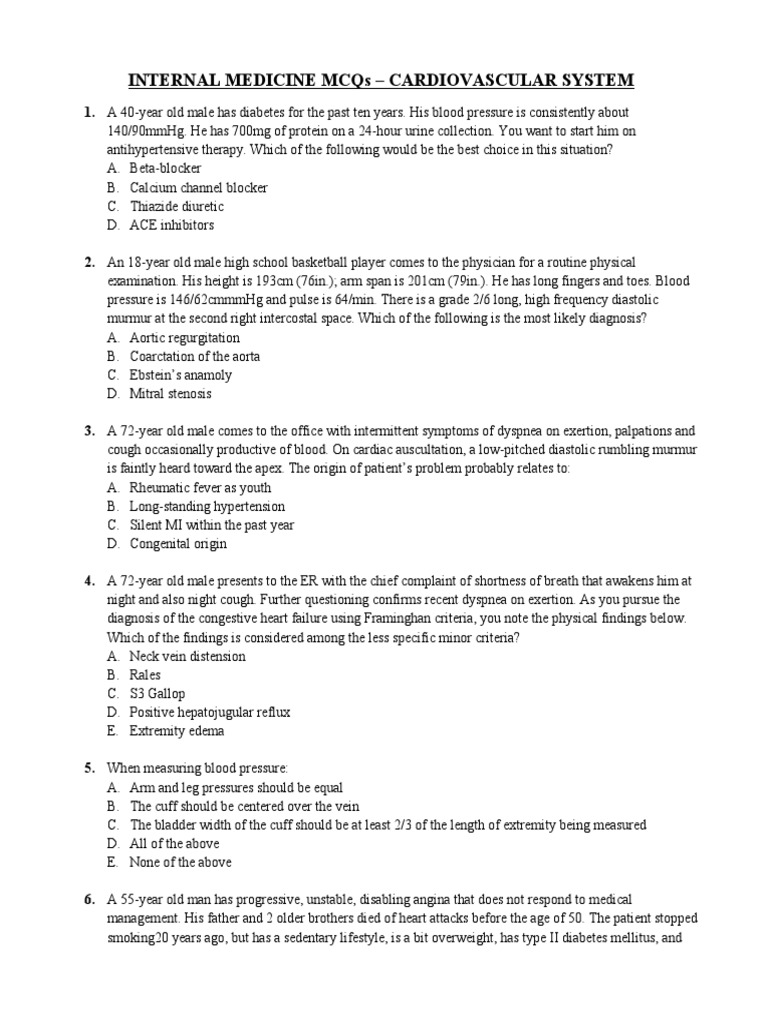 INTERNAL MEDICINE - Cardiovascular System | PDF | Heart | Myocardial ...