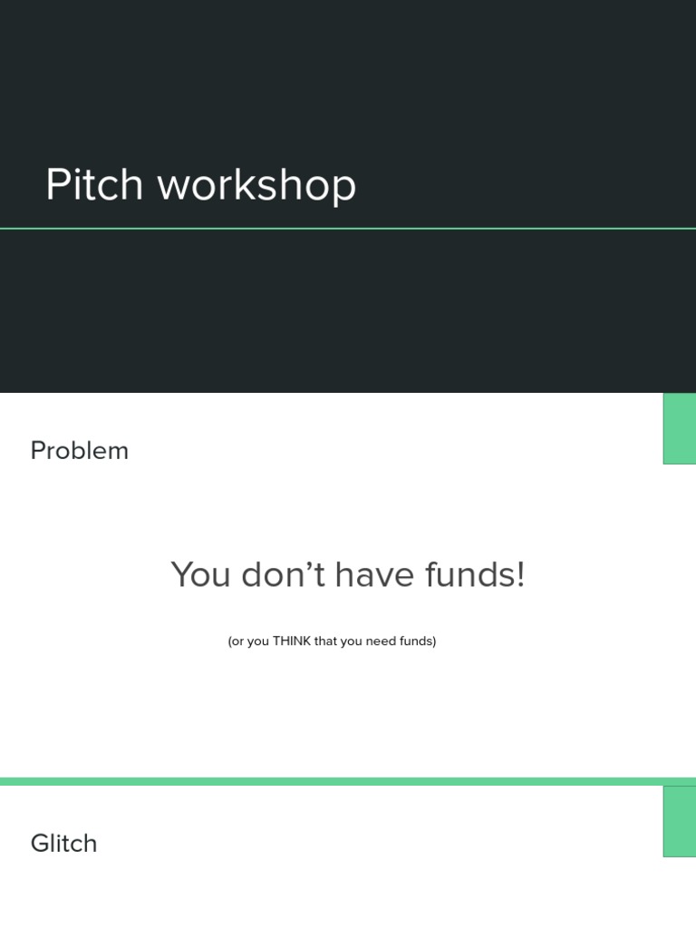 Pitch Workshop | PDF | Self-Improvement