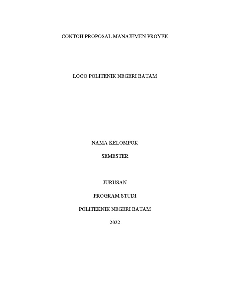 Contoh Proposal Manajemen Proyek Tugas | PDF