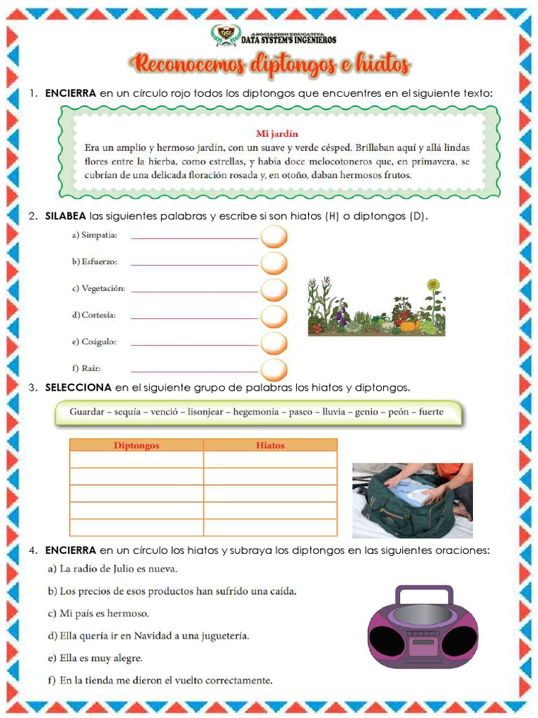 Diptongos e Hiatos: Ejercicios Prácticos | PDF