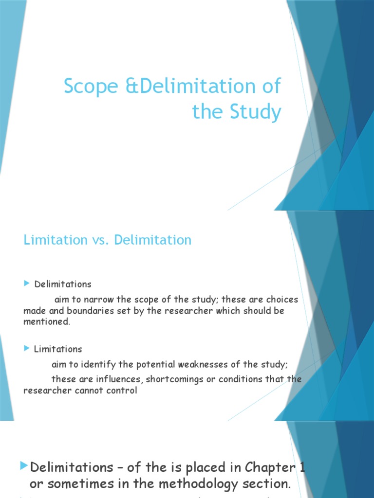 Scope &delimitation of The Study | PDF | Art | Science & Mathematics