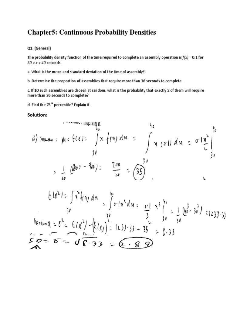 Practice Questions - Chapter4 (Continuous Distributions) | PDF | Normal ...