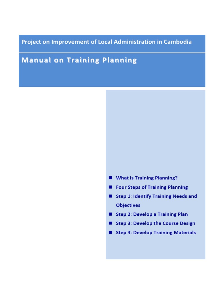 Manual On Manual On Training Training Planning Planning | PDF ...