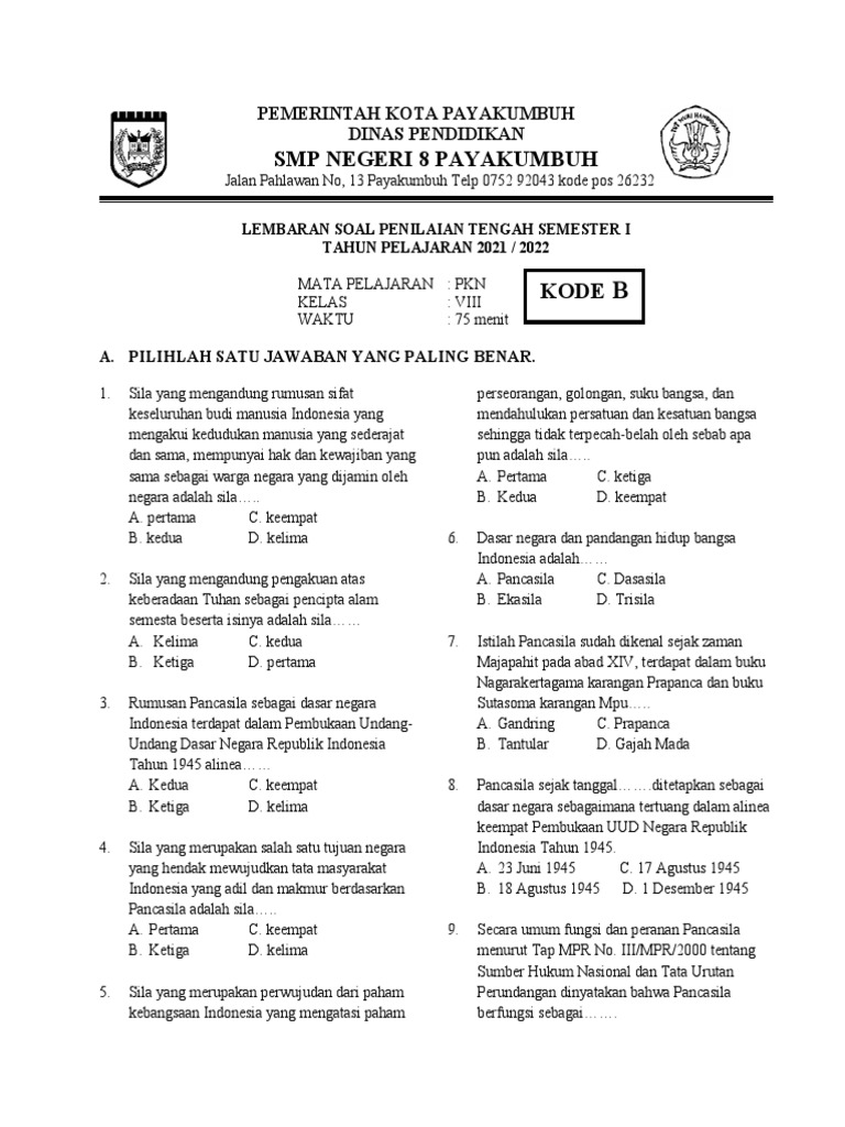 PAS PKN KELAS 8 Paket B | PDF